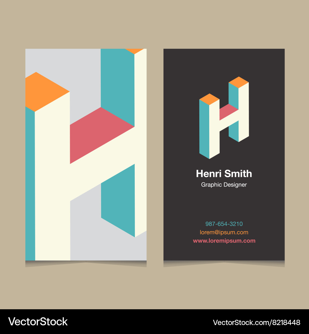 Business card letter h Royalty Free Vector Image