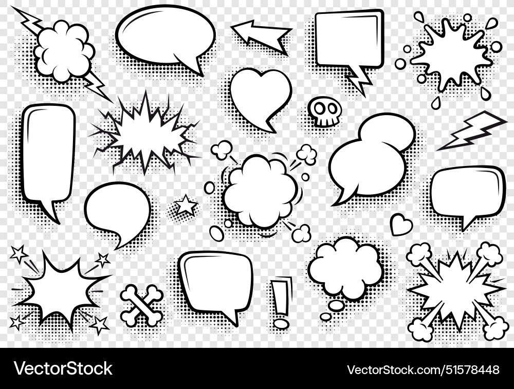 Collection of empty comic speech bubbles Vector Image