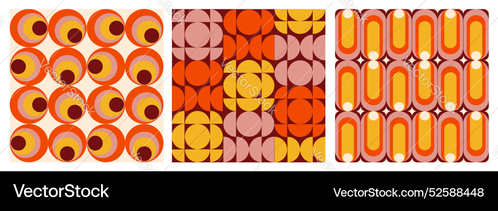Collection of retro groovy 70s background Vector Image
