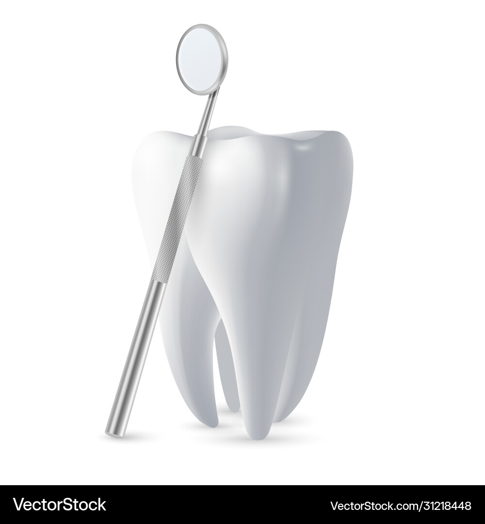 Dental Inspection Mirror with Tooth Icon Vector Image
