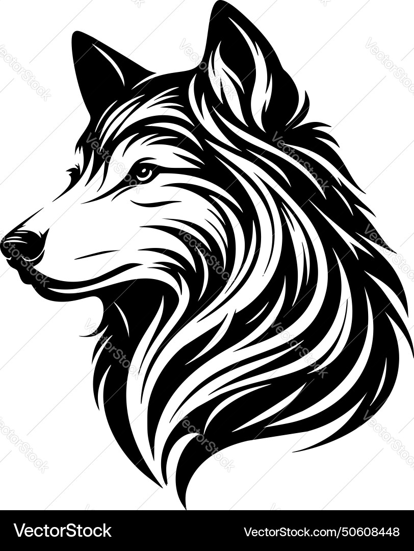 Majestic minimalist wolf portrait Royalty Free Vector Image
