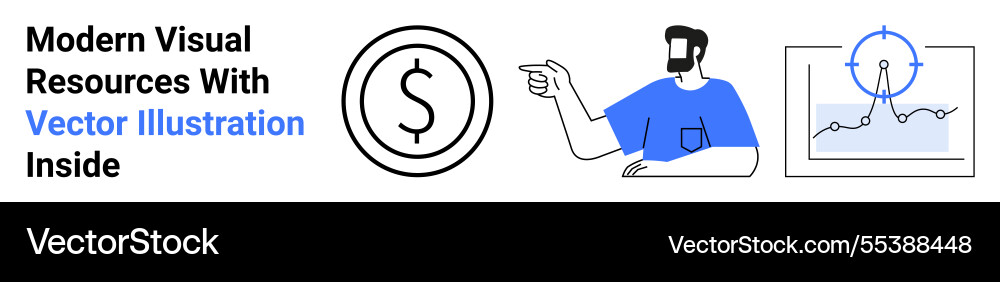 Man explaining financial growth with dollar sign Vector Image