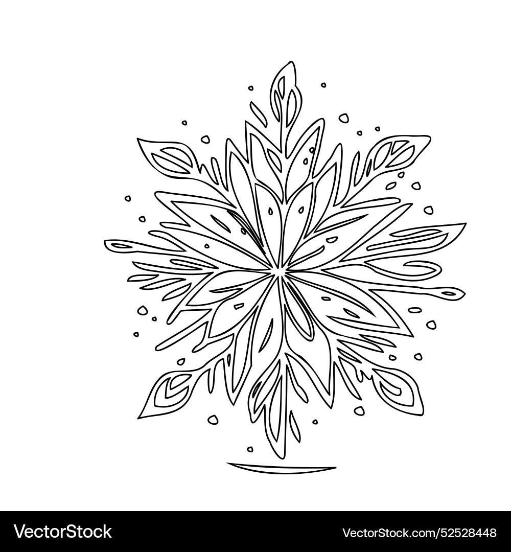 Snow flake outline sketch Royalty Free Vector Image