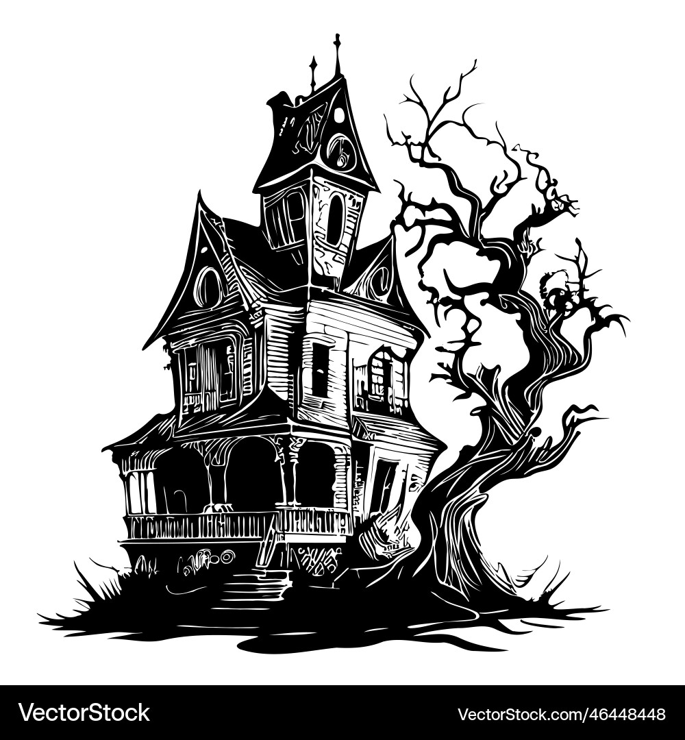 Spooky Haunted House Sketch Royalty Free Vector Image