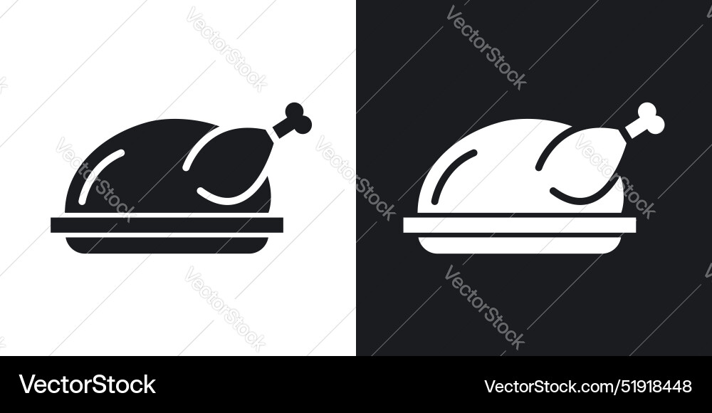 Turkey icon set in solid black and white color Vector Image