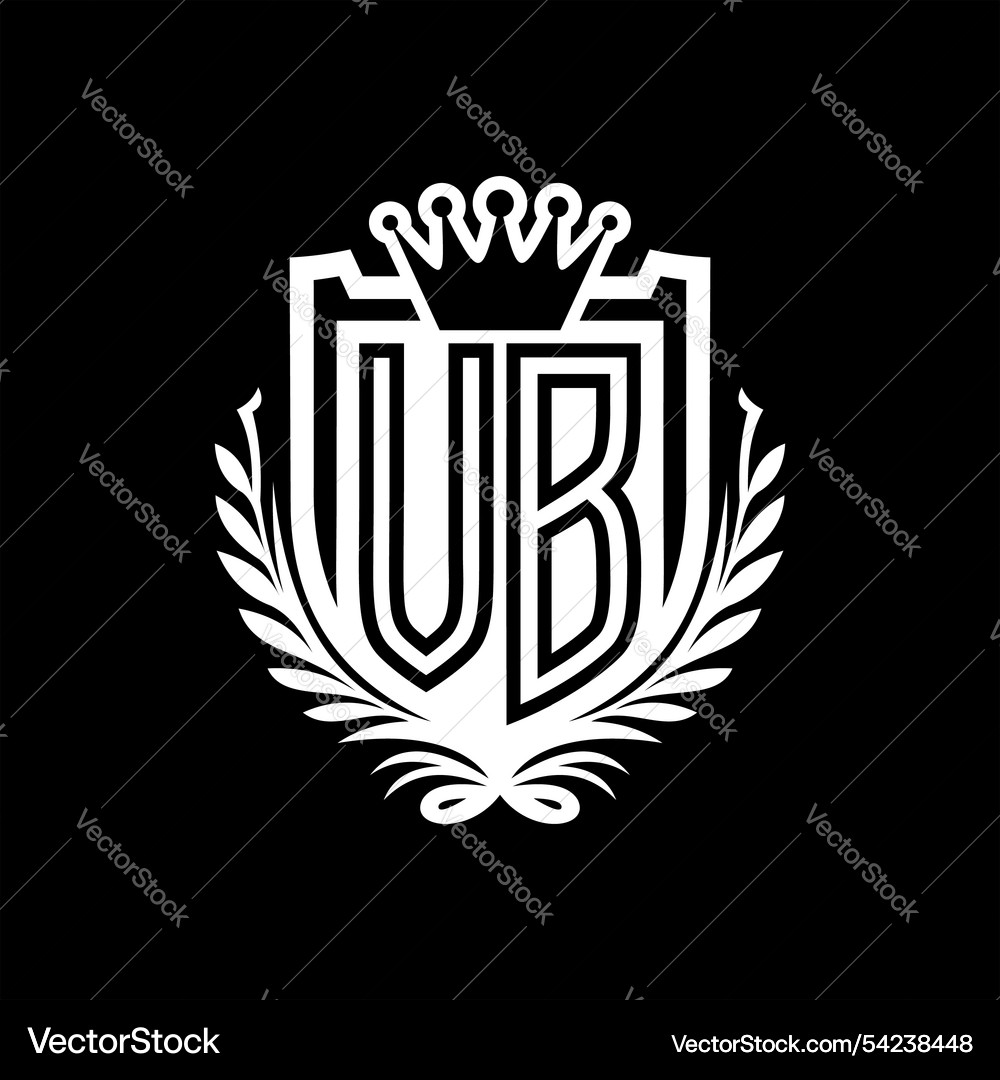 Vb letter logo heraldic shield shape with crown Vector Image