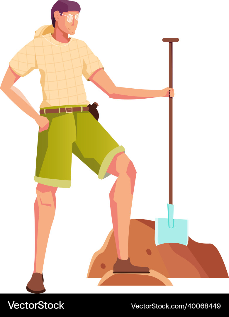 Archeological digging flat composition Royalty Free Vector