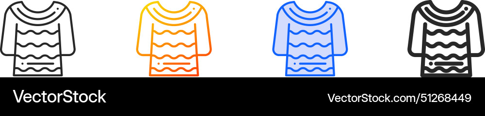 Blouse iconthin linear gradient blue stroke Vector Image