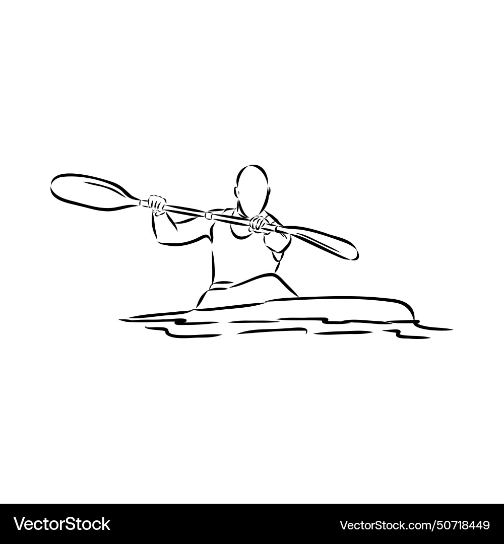 Doodle style canoe and paddles sketch in format Vector Image