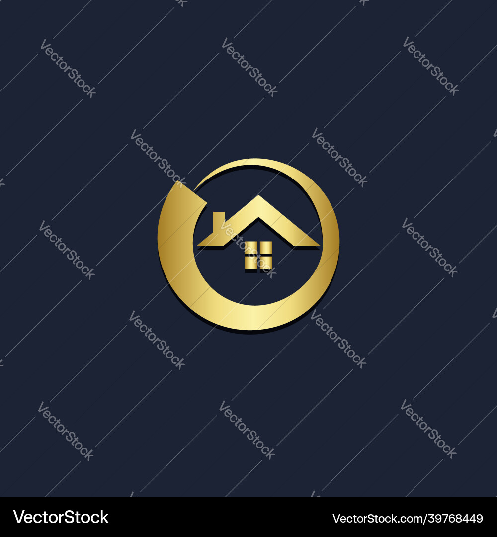 Home realty gold company logo Royalty Free Vector Image