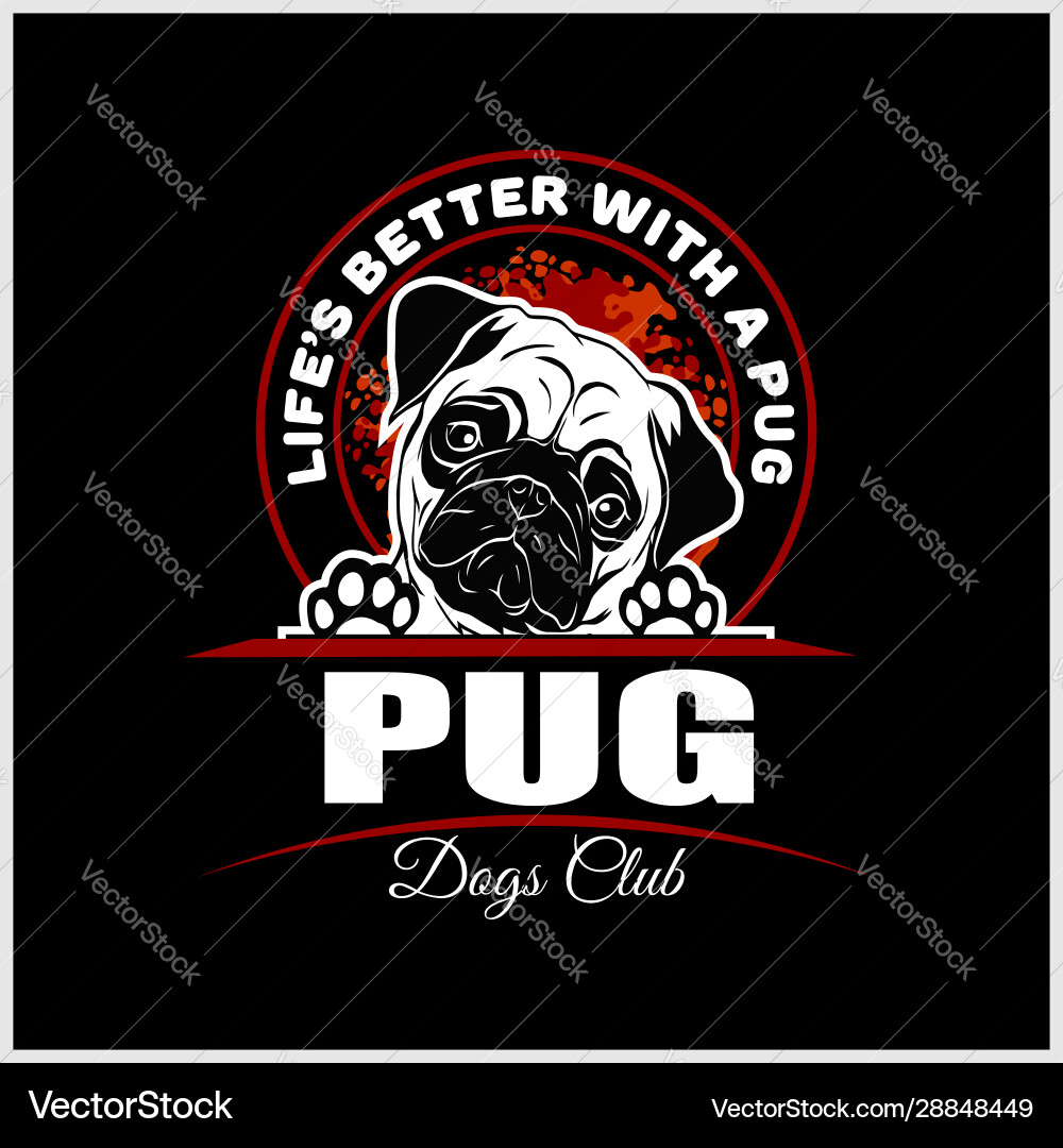 Pug - for t-shirt logo Royalty Free Vector Image