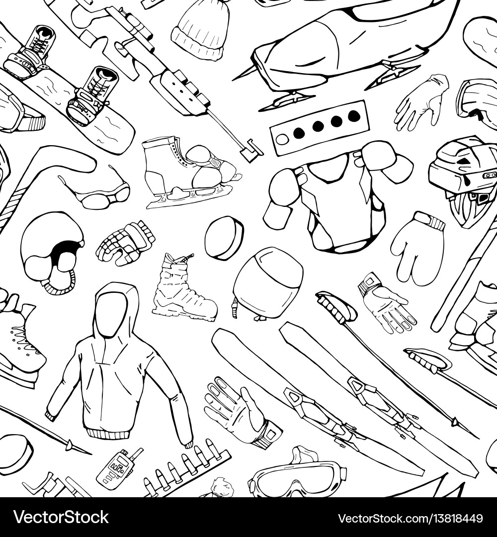 Winter sport accessories - seamless pattern Vector Image