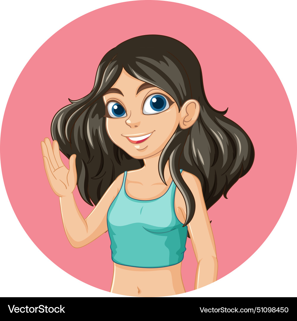 A girl waving hello Royalty Free Vector Image - VectorStock