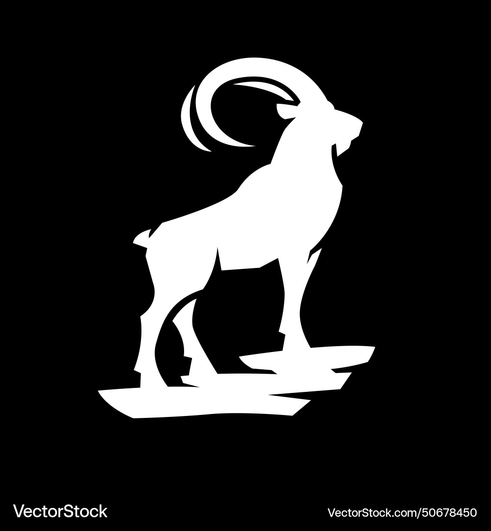 A mountain goat stands on rock Royalty Free Vector Image