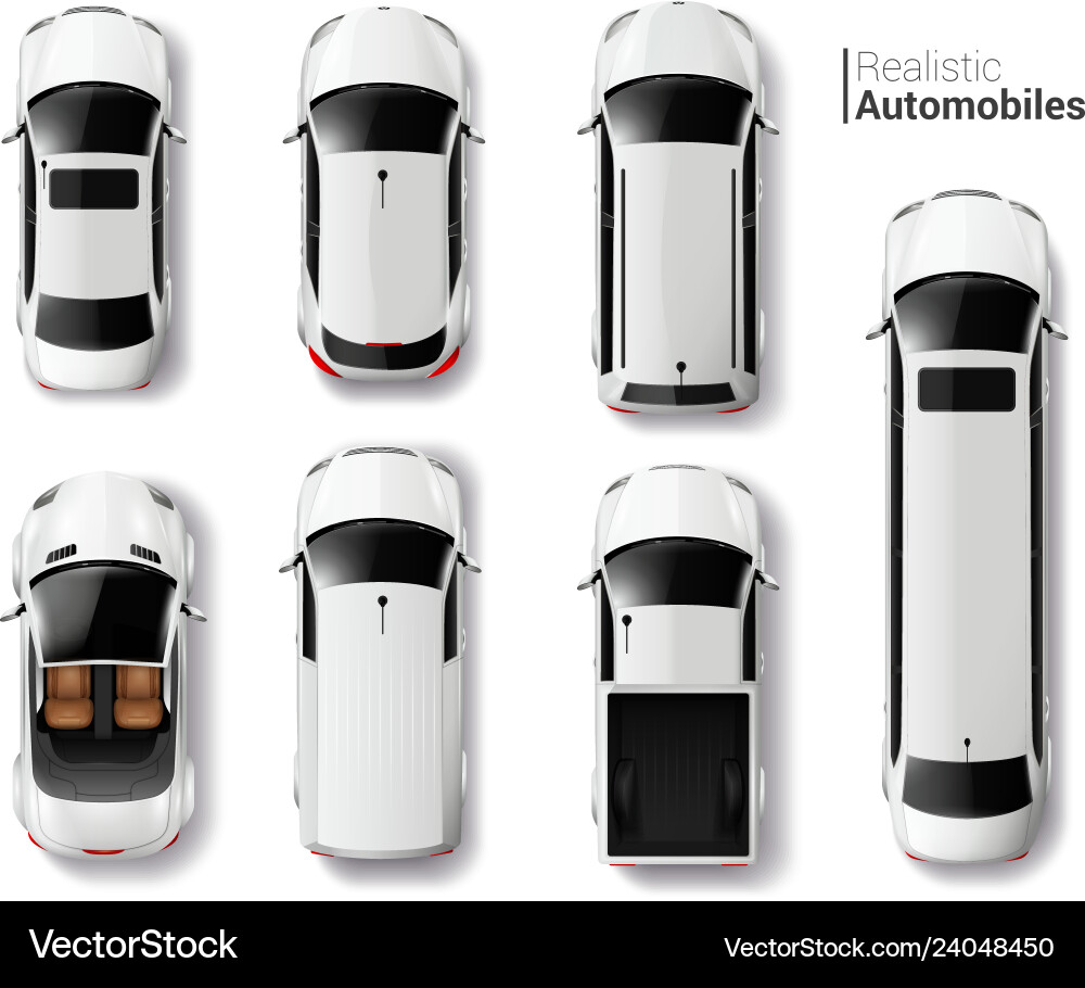 Cars top view set Royalty Free Vector Image - VectorStock