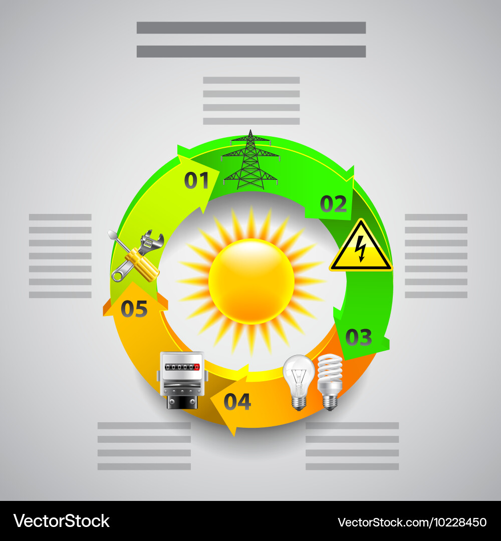 Electricity infographics tools in circles around Vector Image
