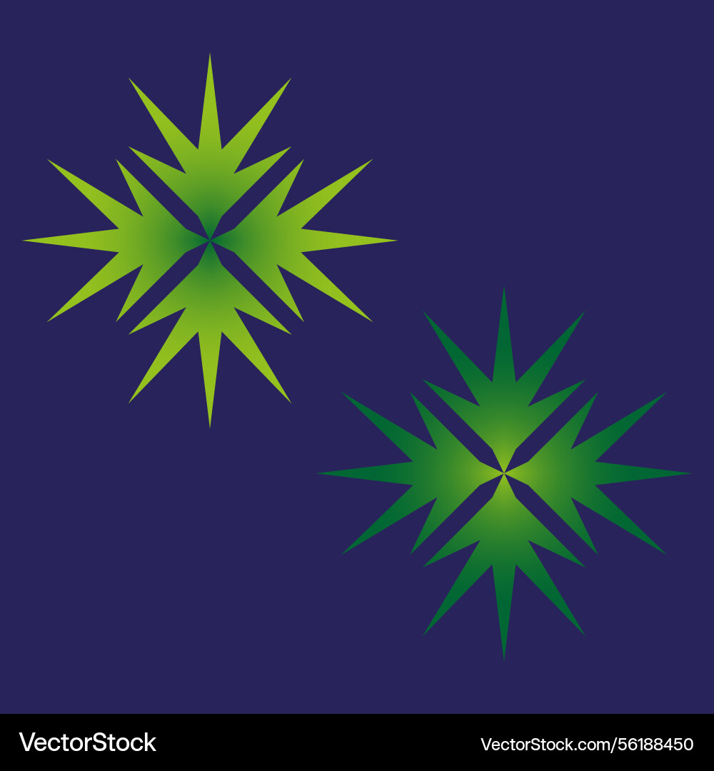 Green starburst form spiked symmetrical element Vector Image