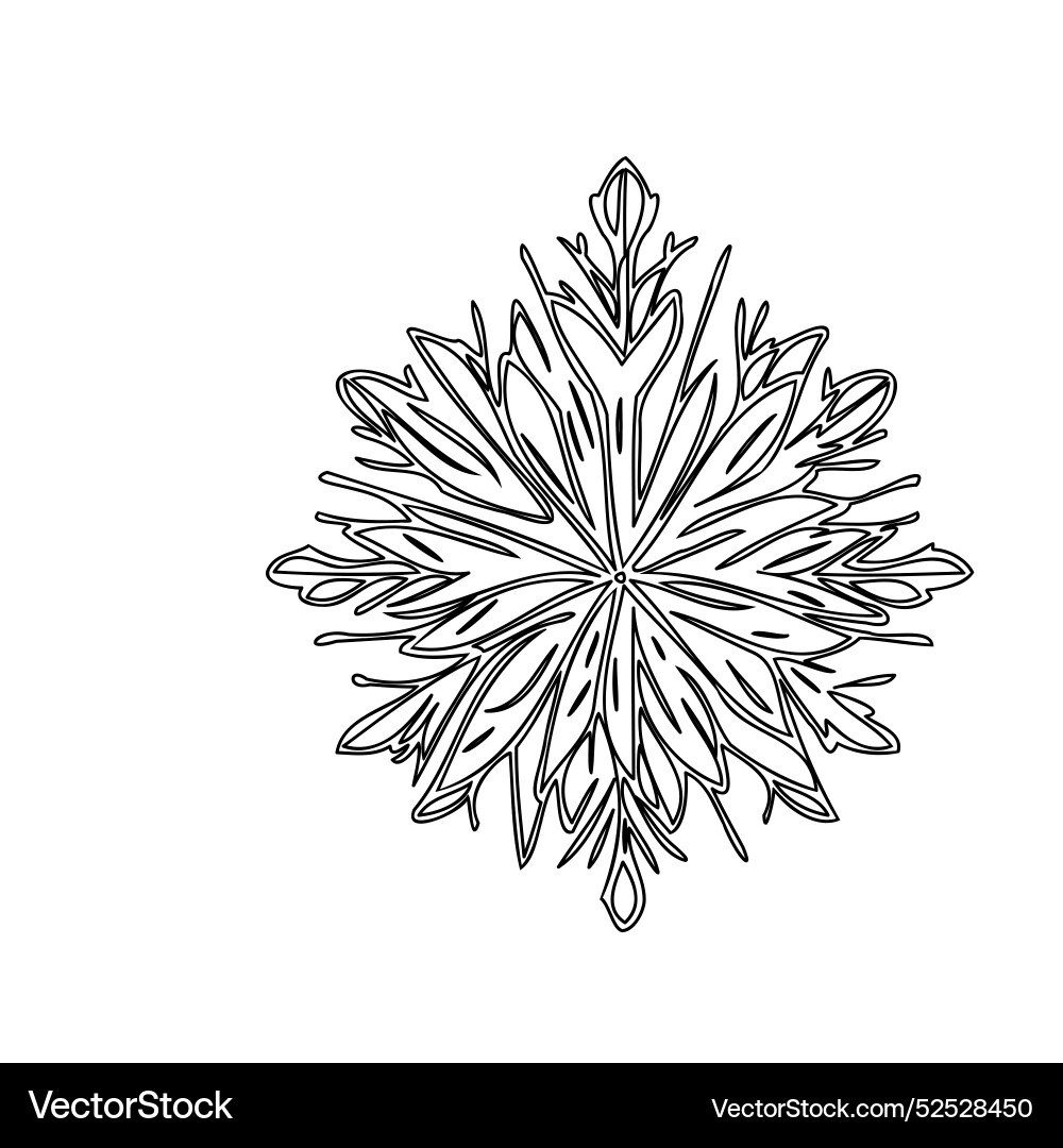 Snow flake outline sketch Royalty Free Vector Image