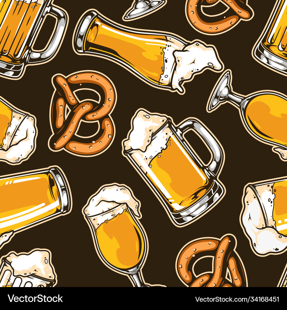 Beer vintage seamless pattern Royalty Free Vector Image