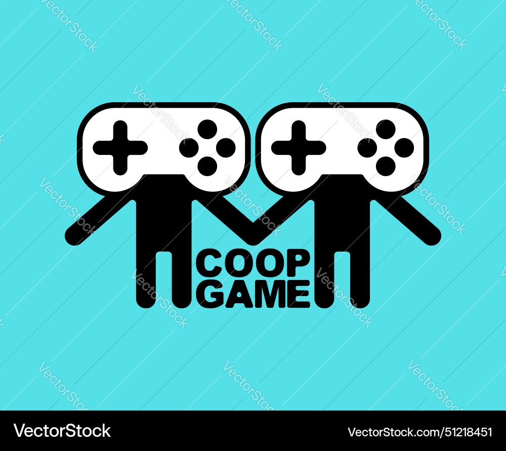 Coop game logo cooperative sign video Royalty Free Vector