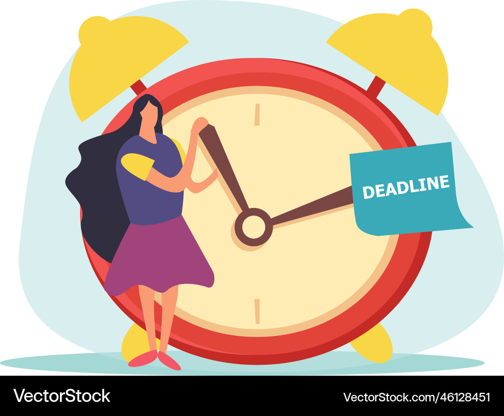 Deadline alarm clock composition Royalty Free Vector Image