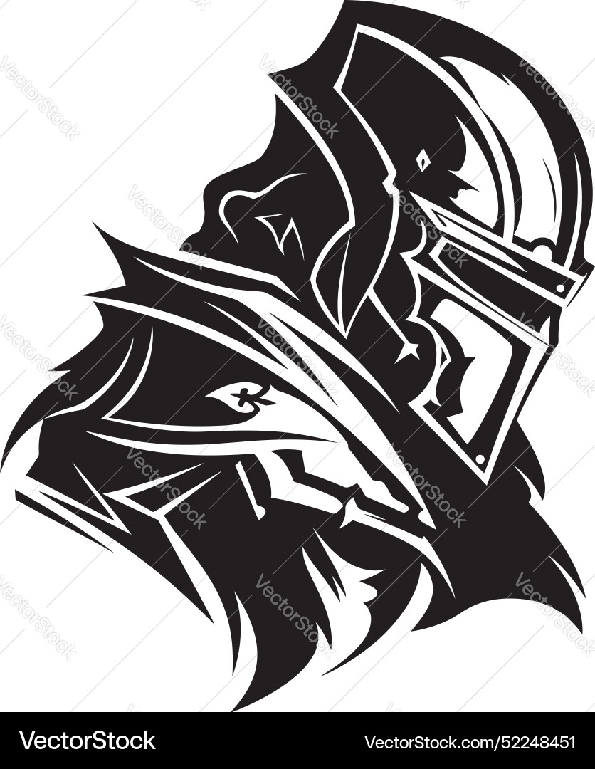 Dolorous defender elegant sad knight soldier Vector Image