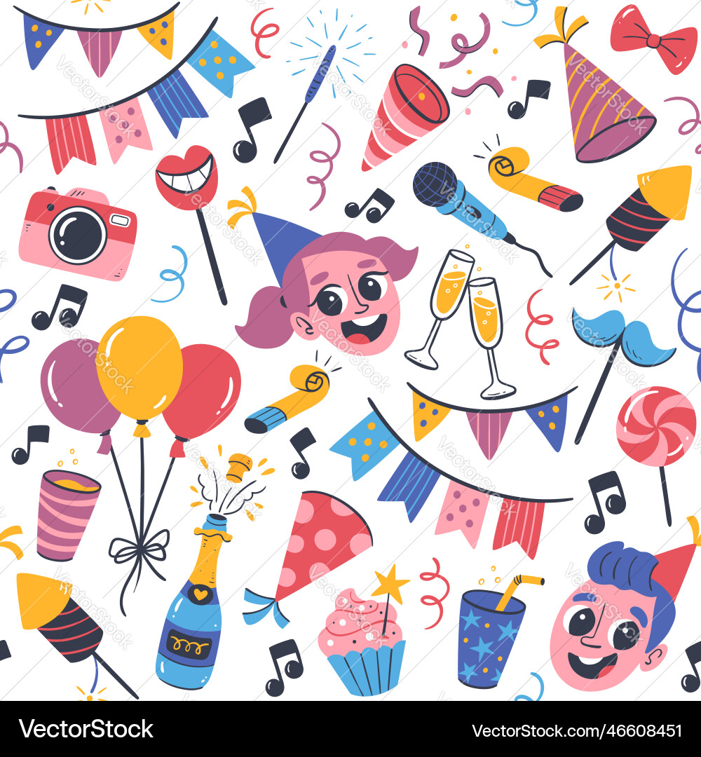 Kids party colorful seamless pattern Royalty Free Vector