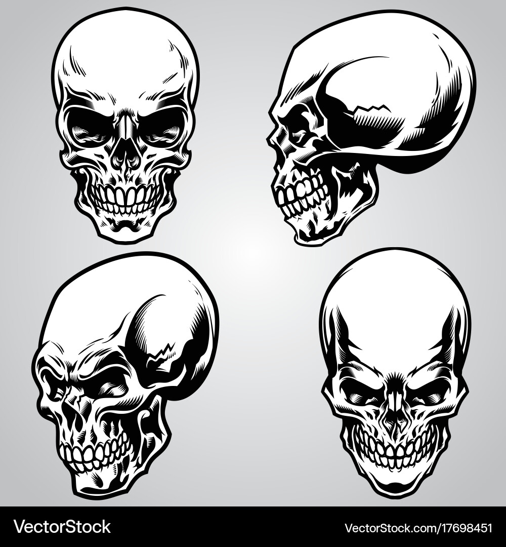 Set of skull Royalty Free Vector Image - VectorStock