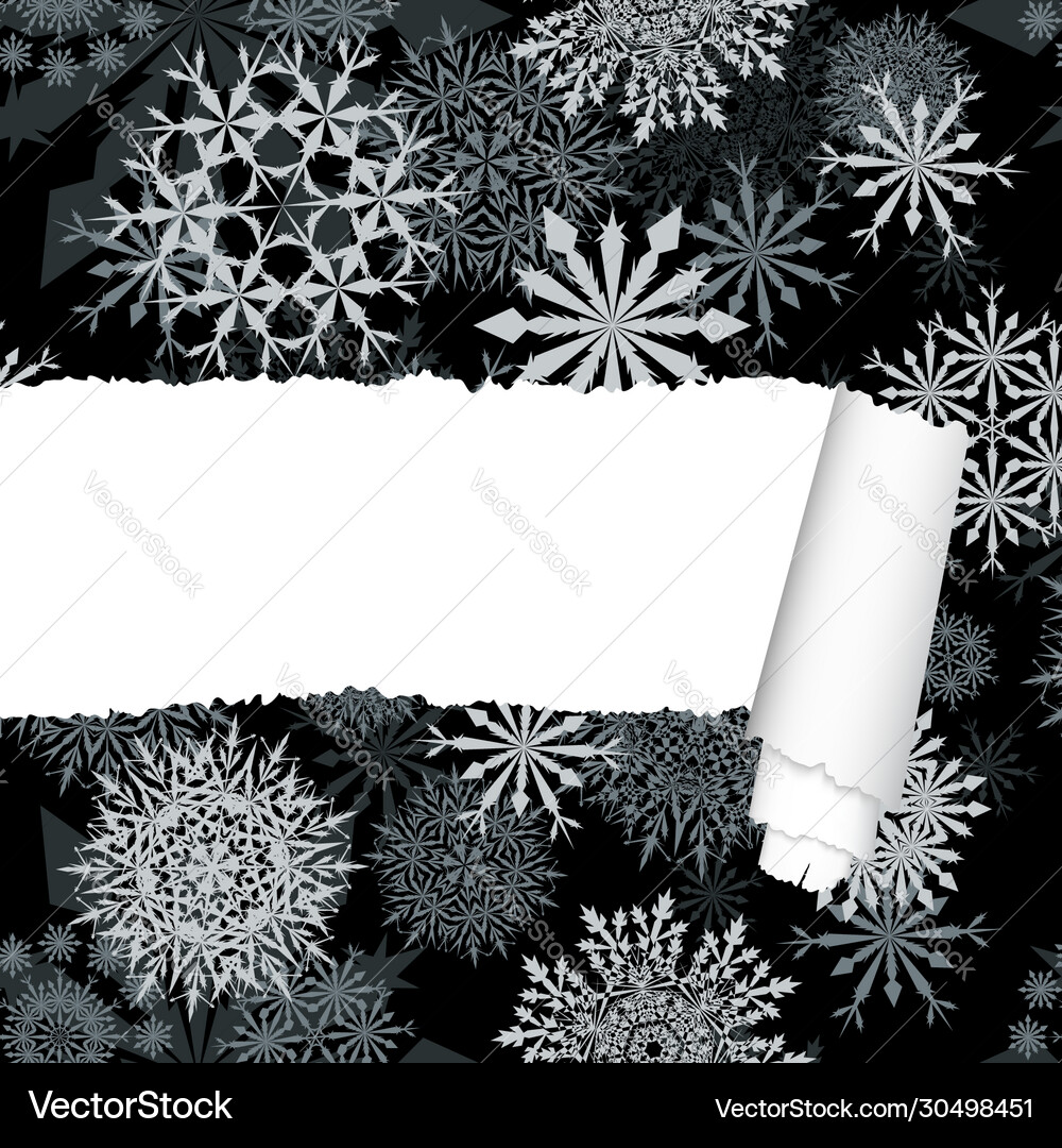 Snowflakes pattern with torn stripe Royalty Free Vector