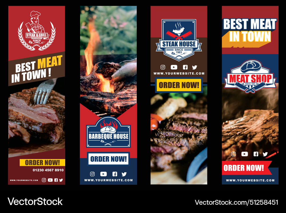 Steak banner template set Royalty Free Vector Image