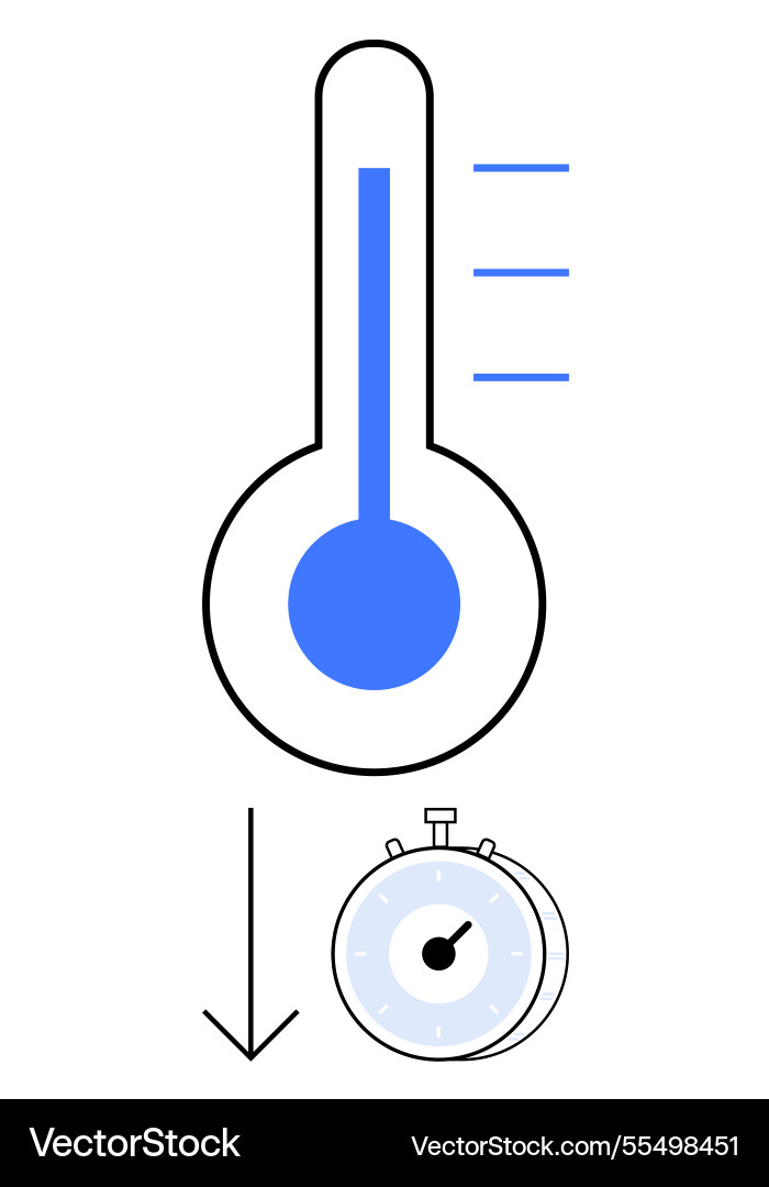 Thermometer with dropping arrow and stopwatch Vector Image