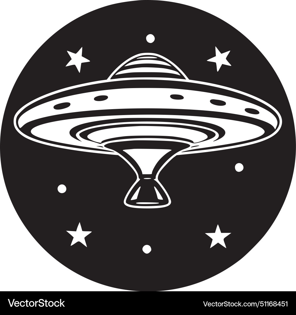 Ufo - black and white Royalty Free Vector Image