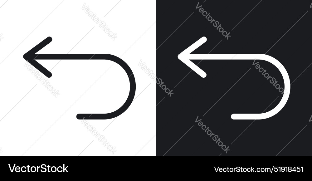 Undo icon set in solid black and white color Vector Image