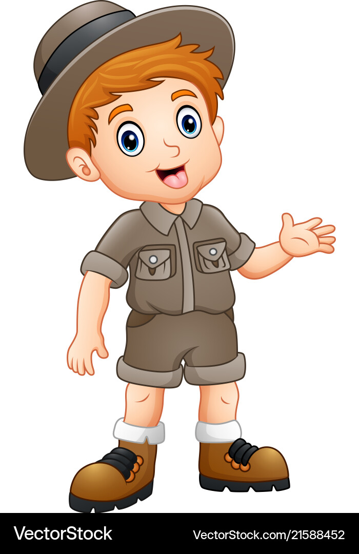 Boy explorer waving Royalty Free Vector Image - VectorStock