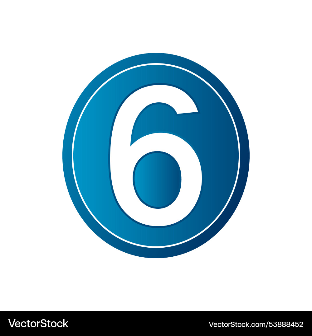 Button with number six Royalty Free Vector Image