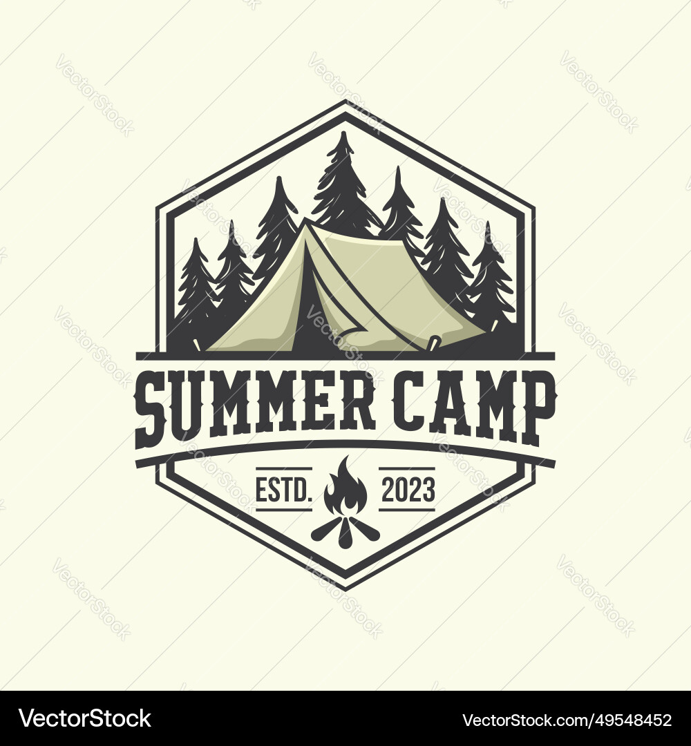 Camping outdoor adventure template tent camp Vector Image