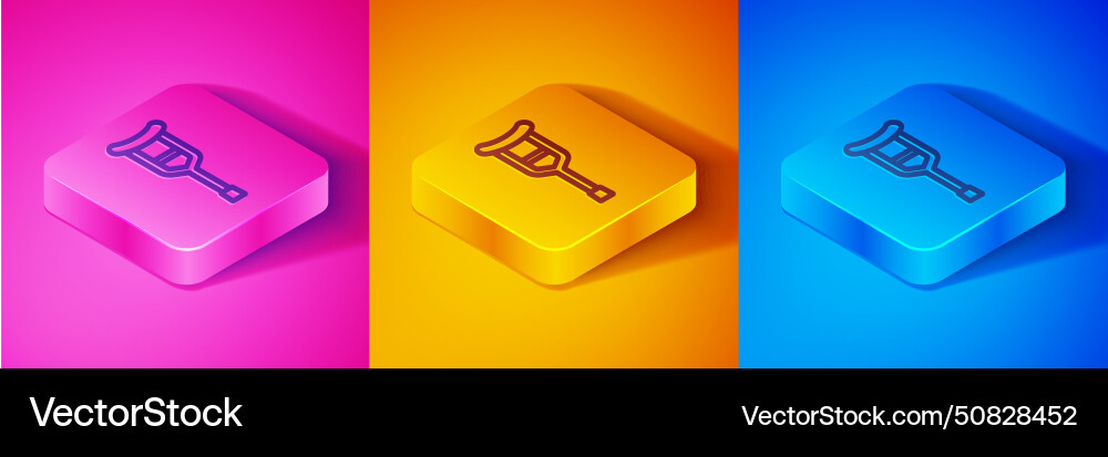 Isometric line crutch or crutches icon isolated Vector Image
