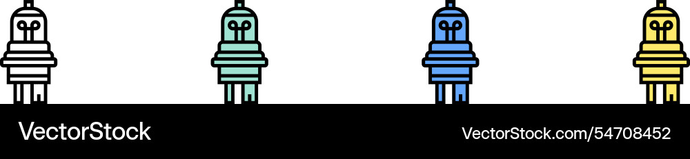 Light bulb icon outline green blue and yellow Vector Image