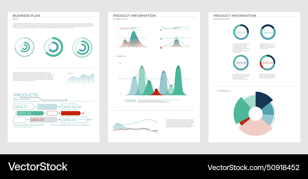 Modern business elements charts in color Vector Image