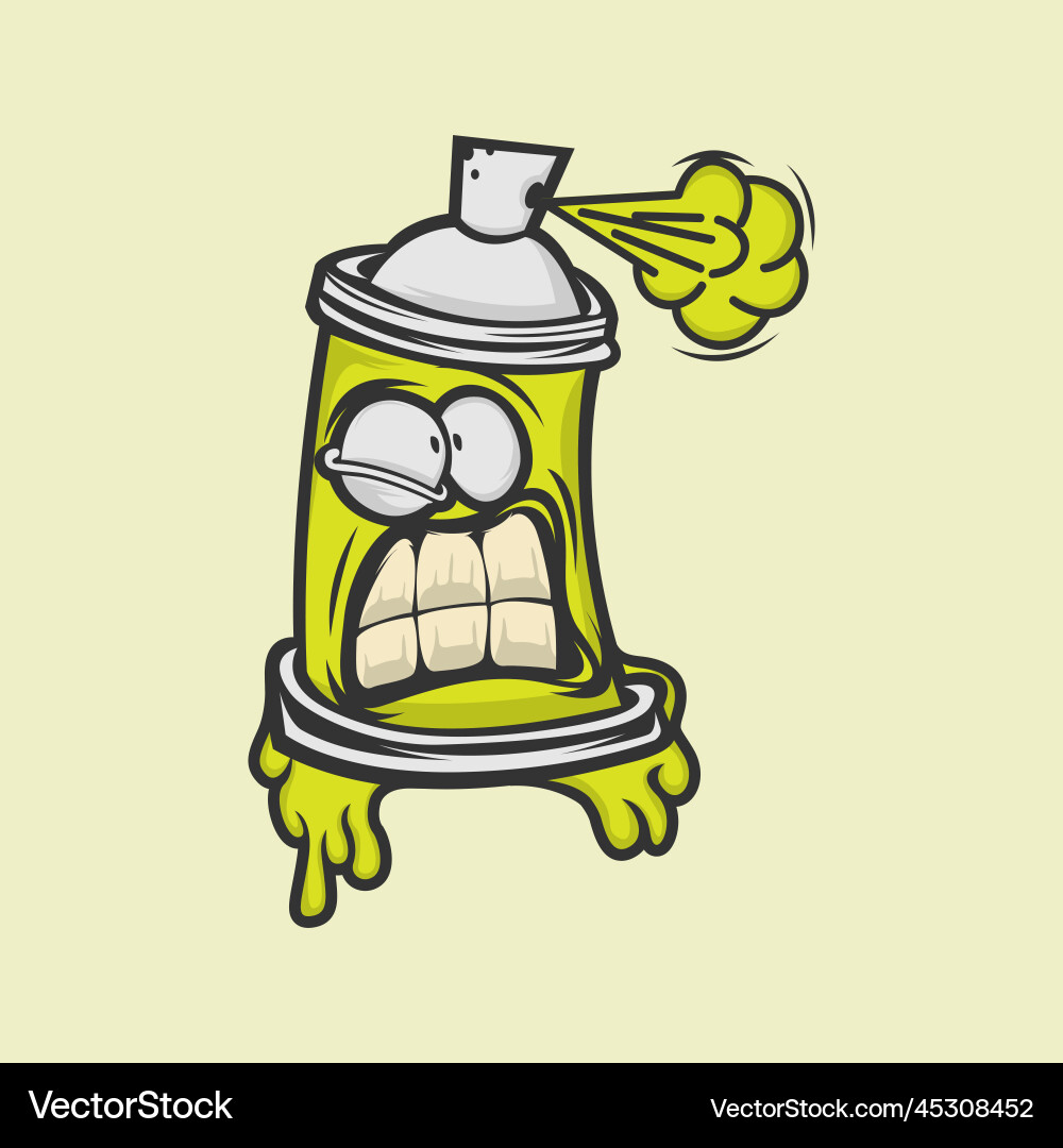 Monster spray can cartoon cute paint Royalty Free Vector