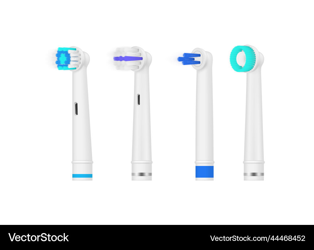 Nozzles for electric toothbrush set realistic Vector Image