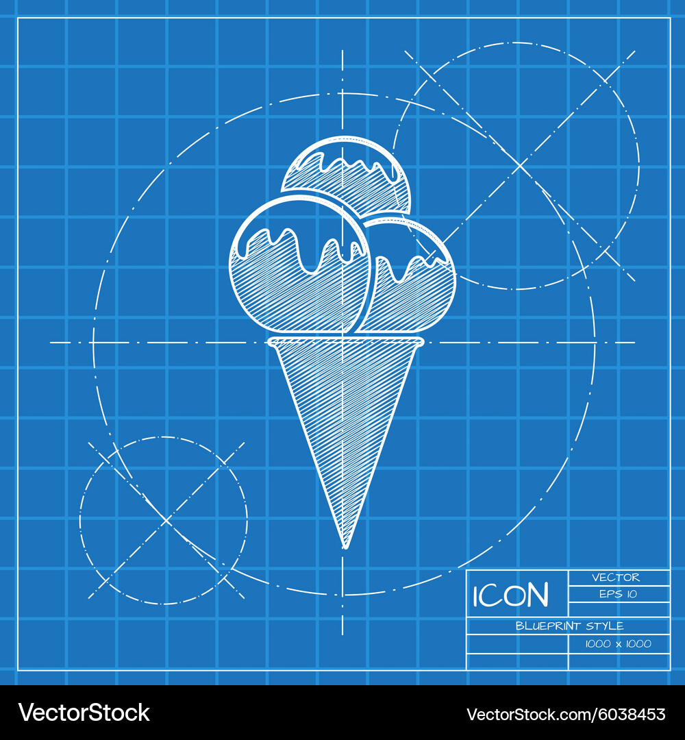 Blueprint Ice Cream Icon Royalty Free Vector Image