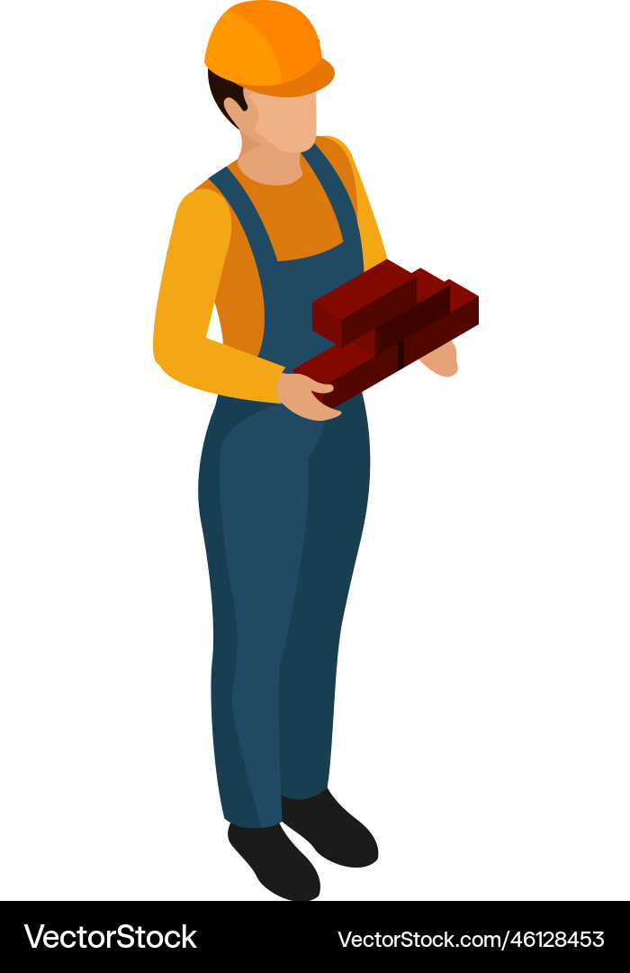 Builder isometric professions composition Vector Image