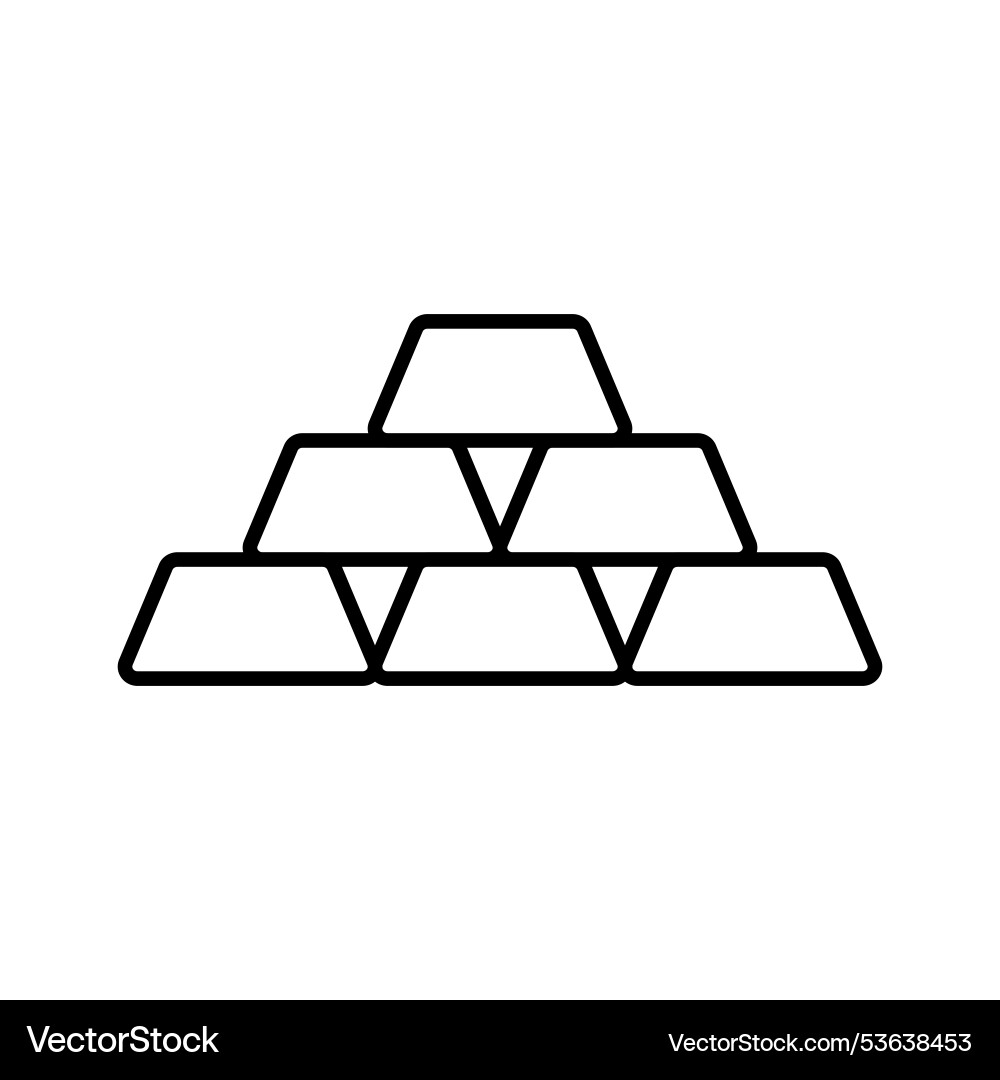 Gold bars line icon editable stroke Royalty Free Vector