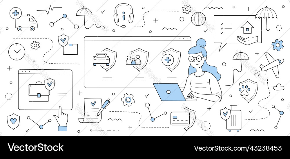 Insurance service doodle concept secure assurance Vector Image