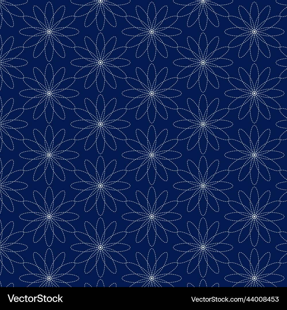Japanese sashiko style pattern background Vector Image