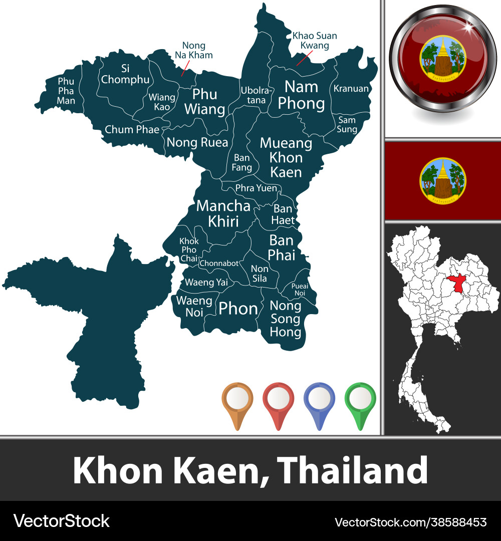 Map khon kaen thailand Royalty Free Vector Image