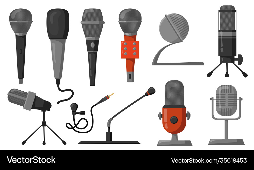 Microphones flat set – Royalty-Free Vector | VectorStock