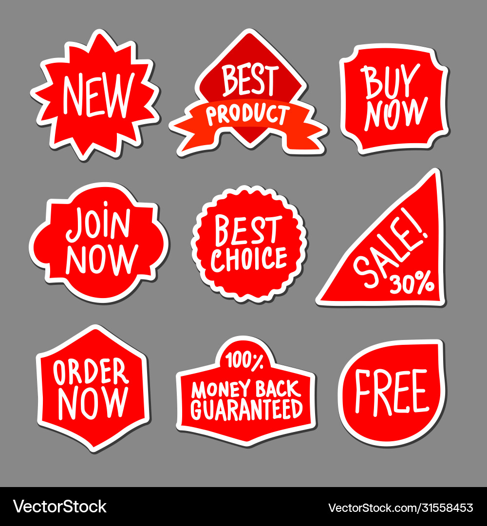 Red advertising stickers Royalty Free Vector Image