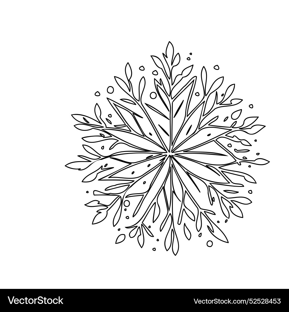 Snow flake outline sketch Royalty Free Vector Image